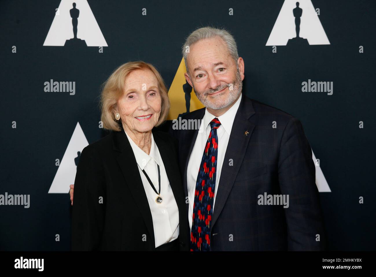 Peter Samuelson, left, and Eva Marie Saint pose at the Academy Nicholl ...