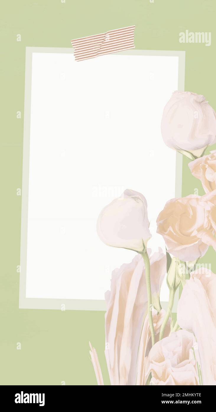 Instagram story background, paper note vector with abstract flower ...