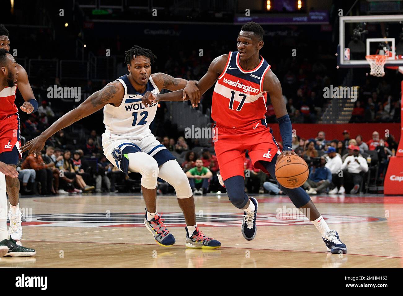 Washington Wizards forward Isaac Bonga (17) dribbles the ball against ...