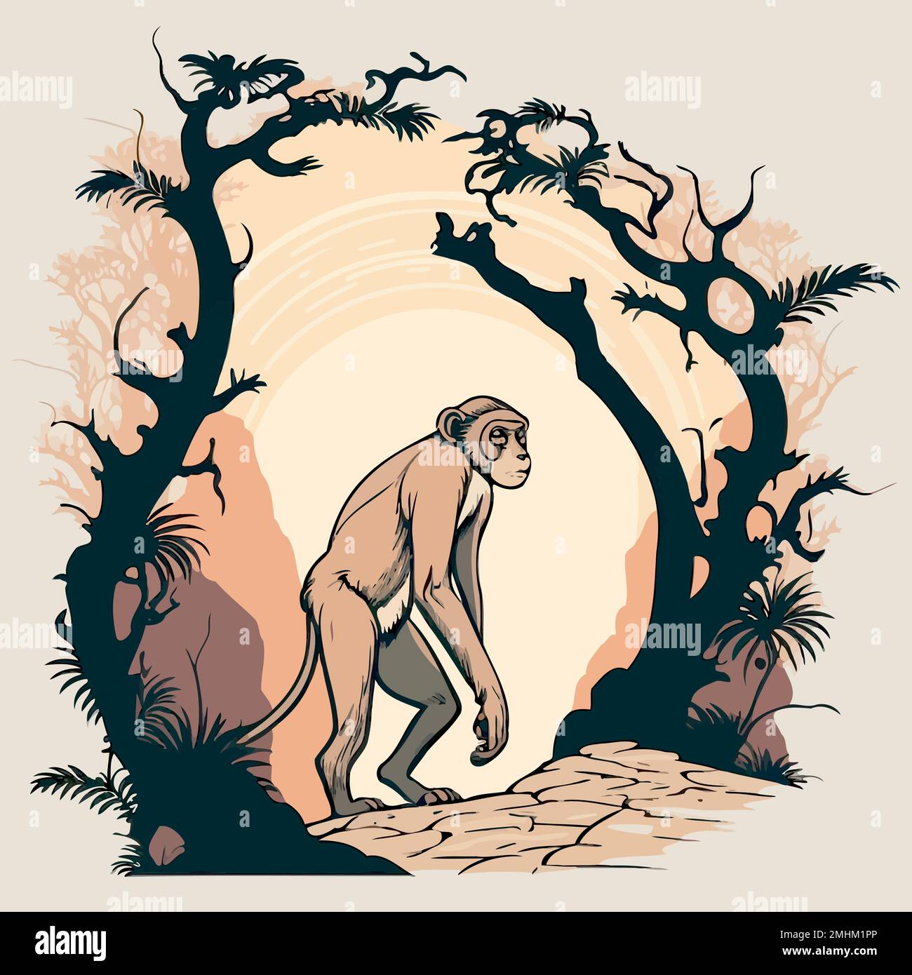 Monkeys in their natural environment Stock Vector Images - Alamy