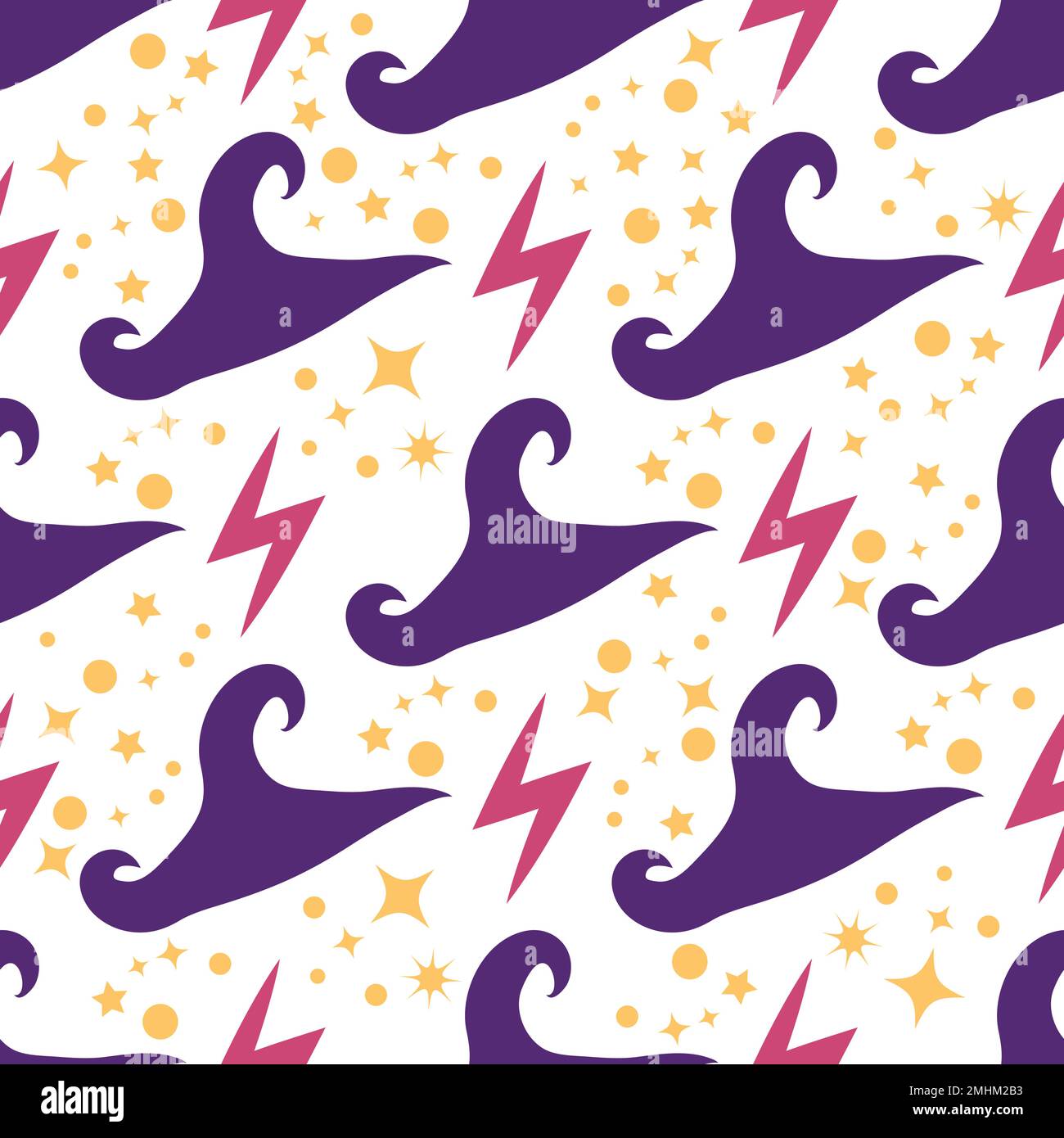 Witches school of magical objects seamless pattern in flat style. Broom ...