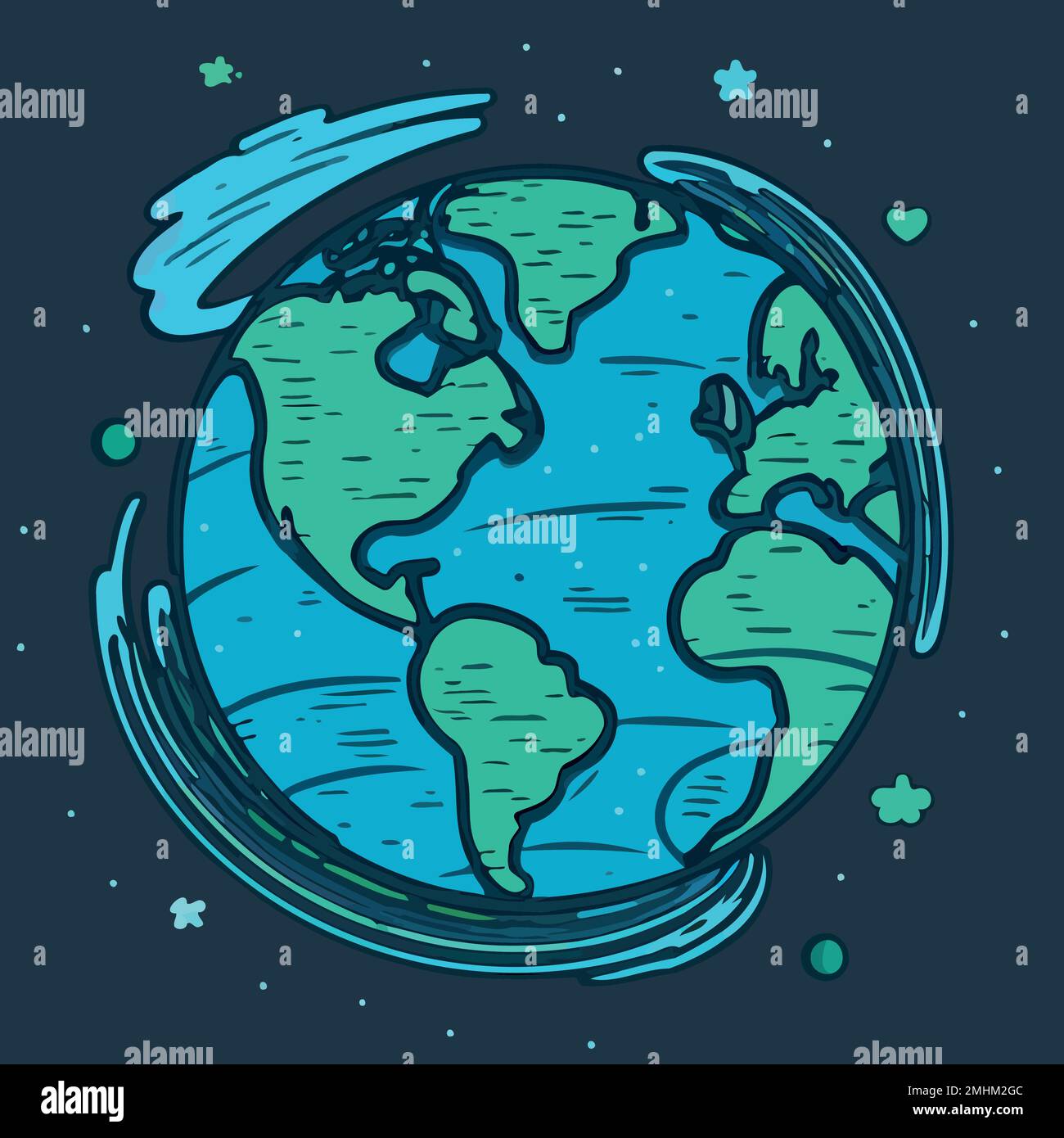 vector illustration of astro earth globe in space continents and oceans ...