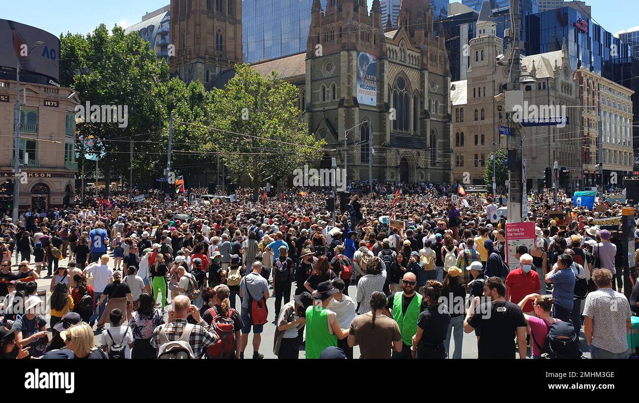 Melbourne, Victoria, Australia. 26th Jan, 2023. A large number of ...