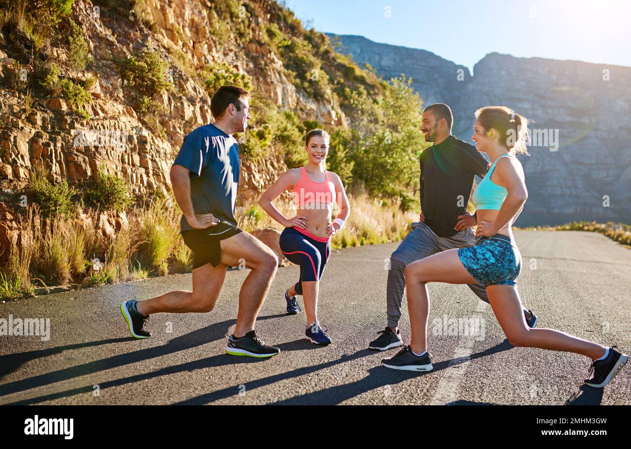 Working out together is the best part of their day. a fitness group ...