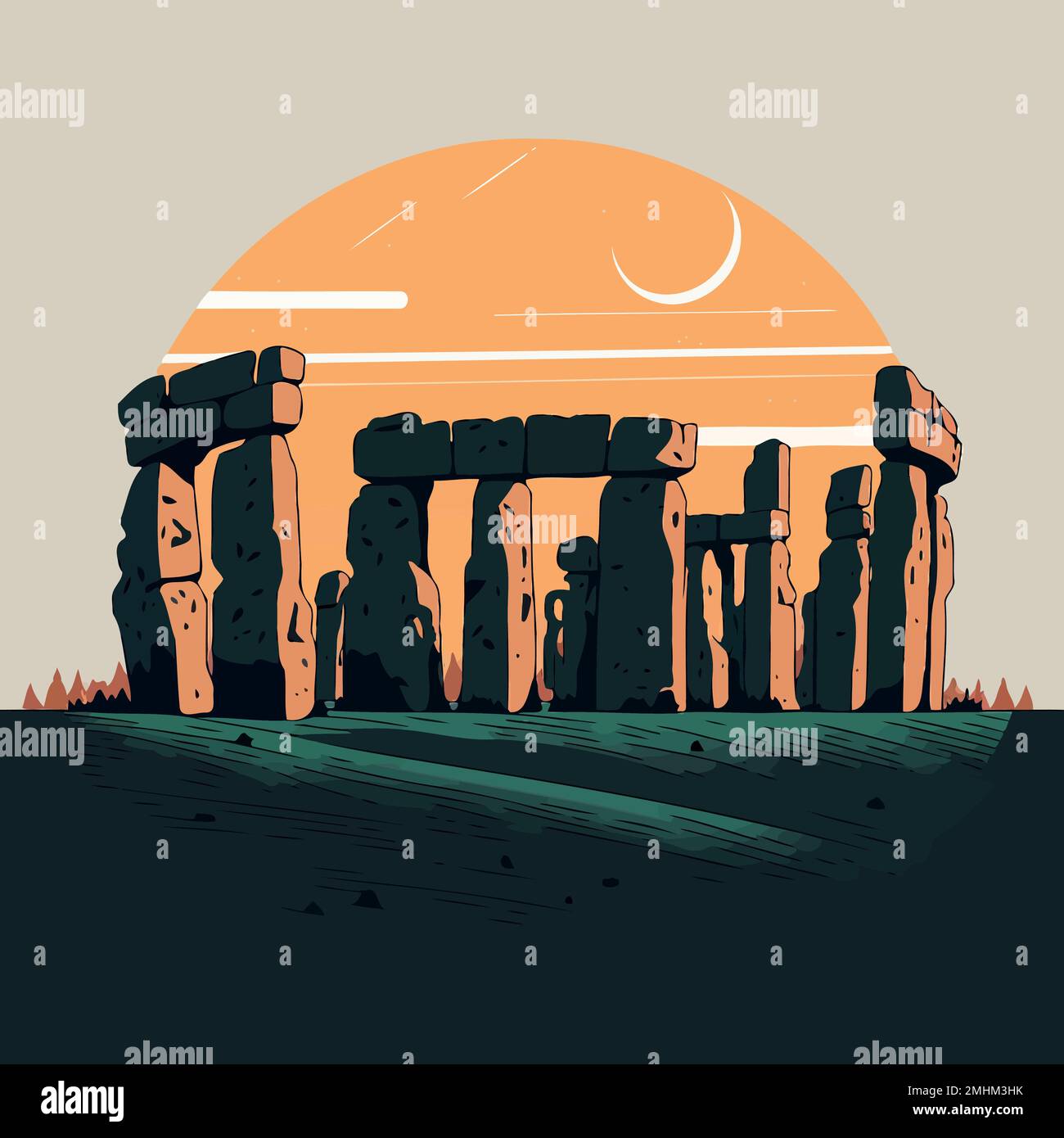 illustration of composite structure formed by large and heavy stones ...