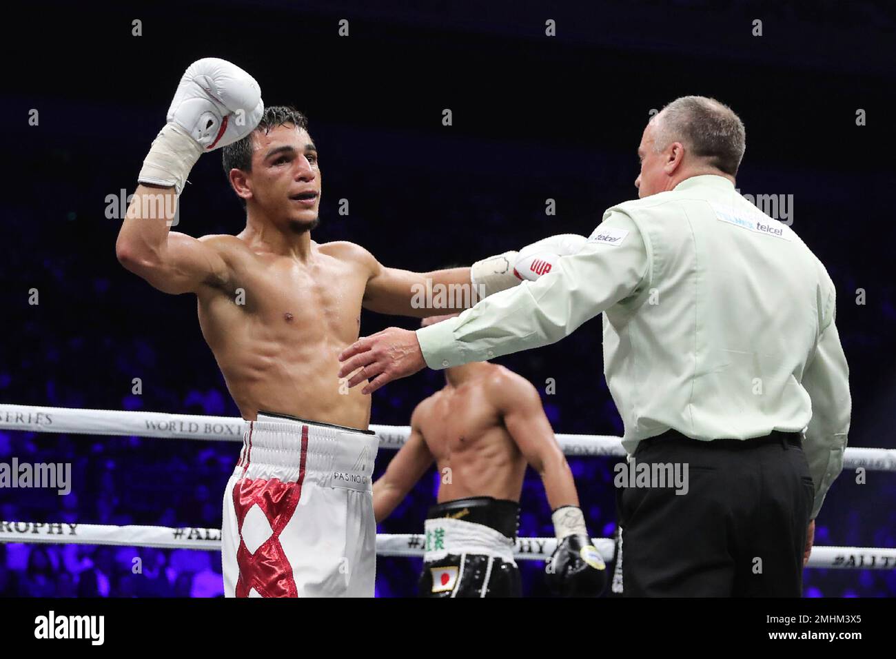 France's Nordine Oubaali reacts after a WBC world bantamweight title ...