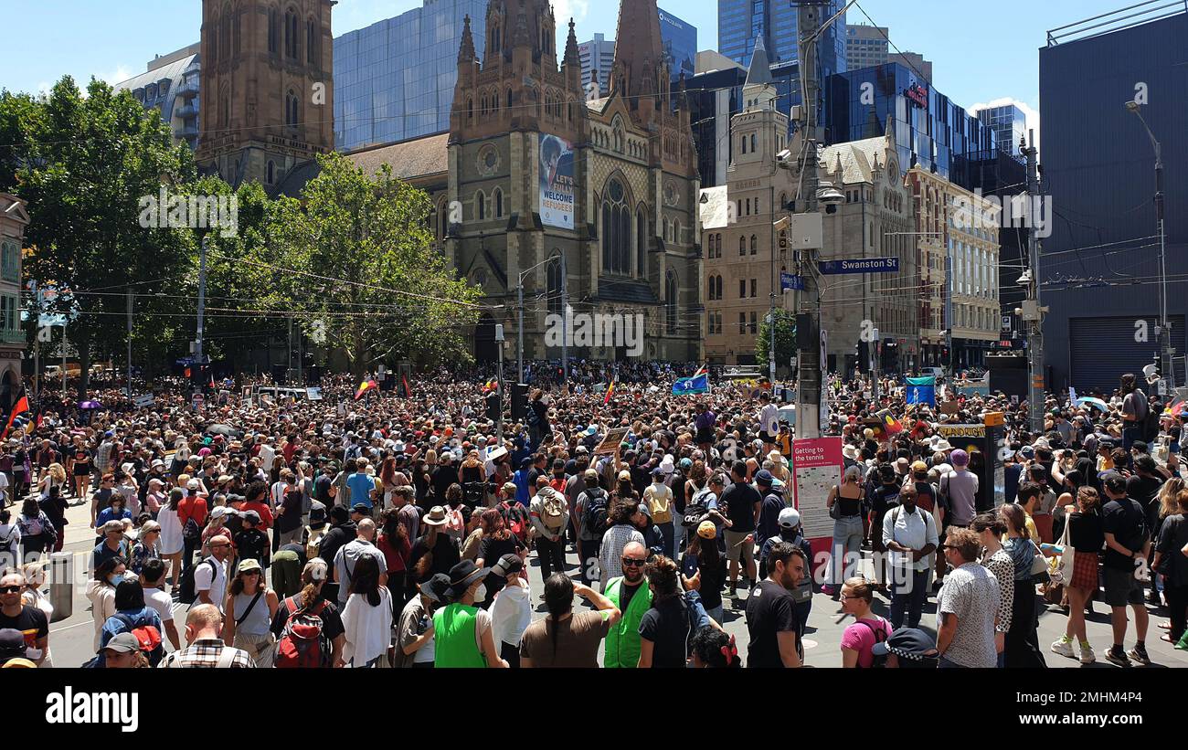 Melbourne, Victoria, Australia. 26th Jan, 2023. A large number of ...