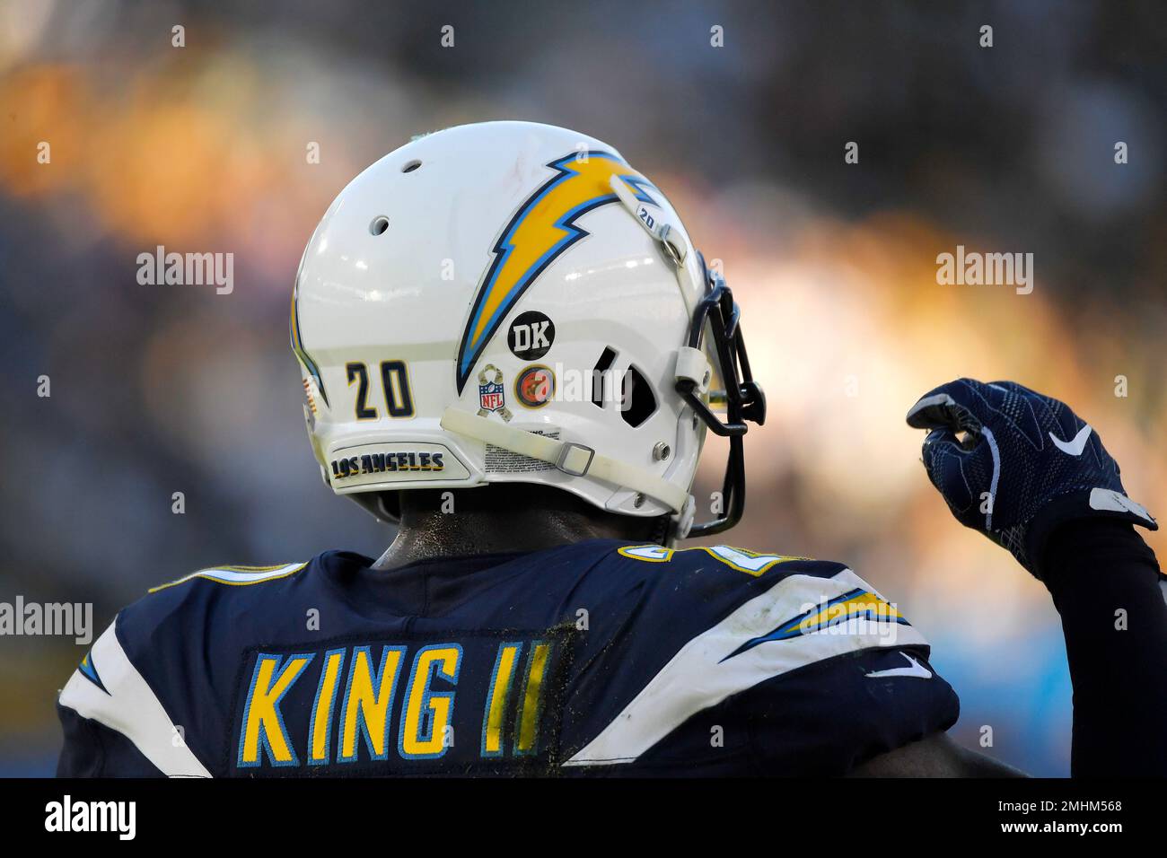 Los Angeles Chargers defensive back Desmond King gets set to run a play ...