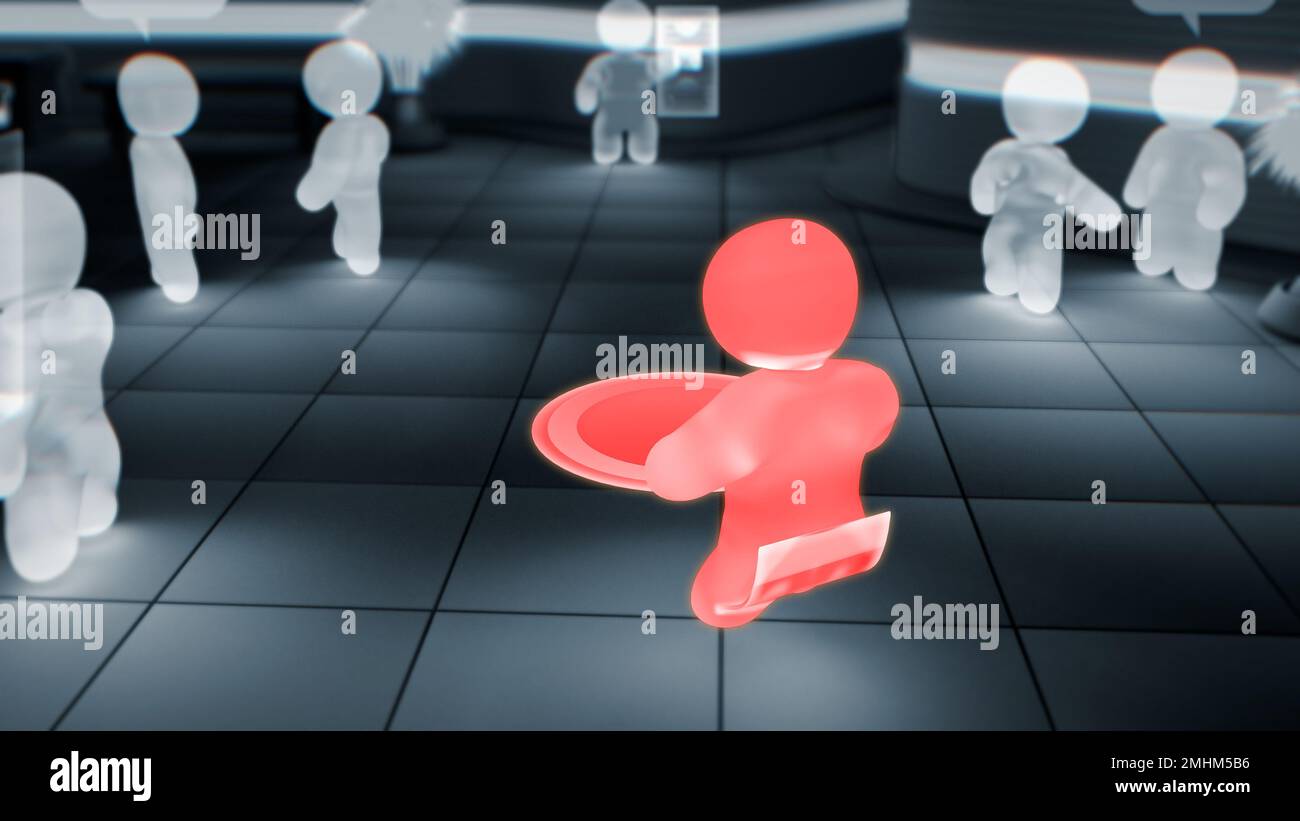 metaverse avatar is sitting at the table - online loneliness ...