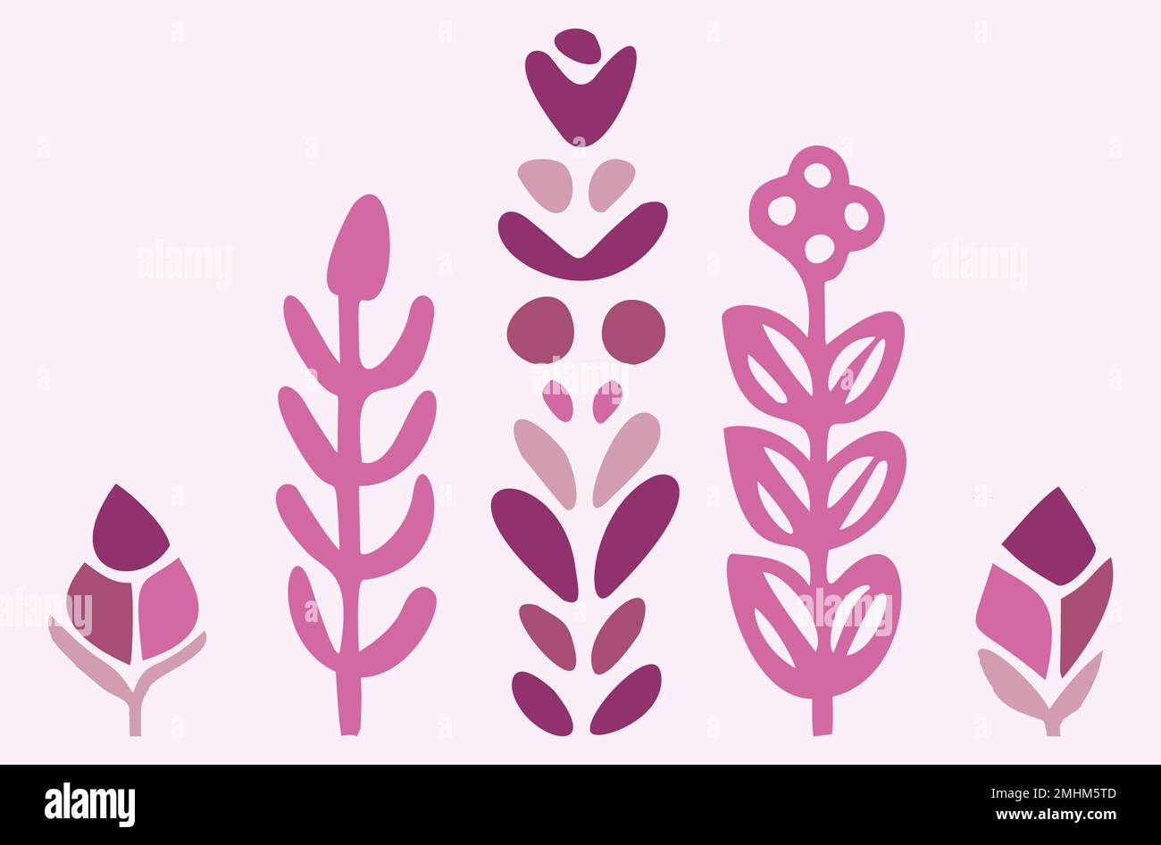 Quirky vector botanical plant set. Whimsical collection of flower ...