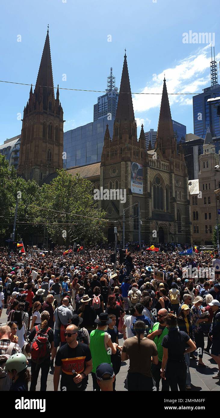 Melbourne, Victoria, Australia. 26th Jan, 2023. A large number of ...