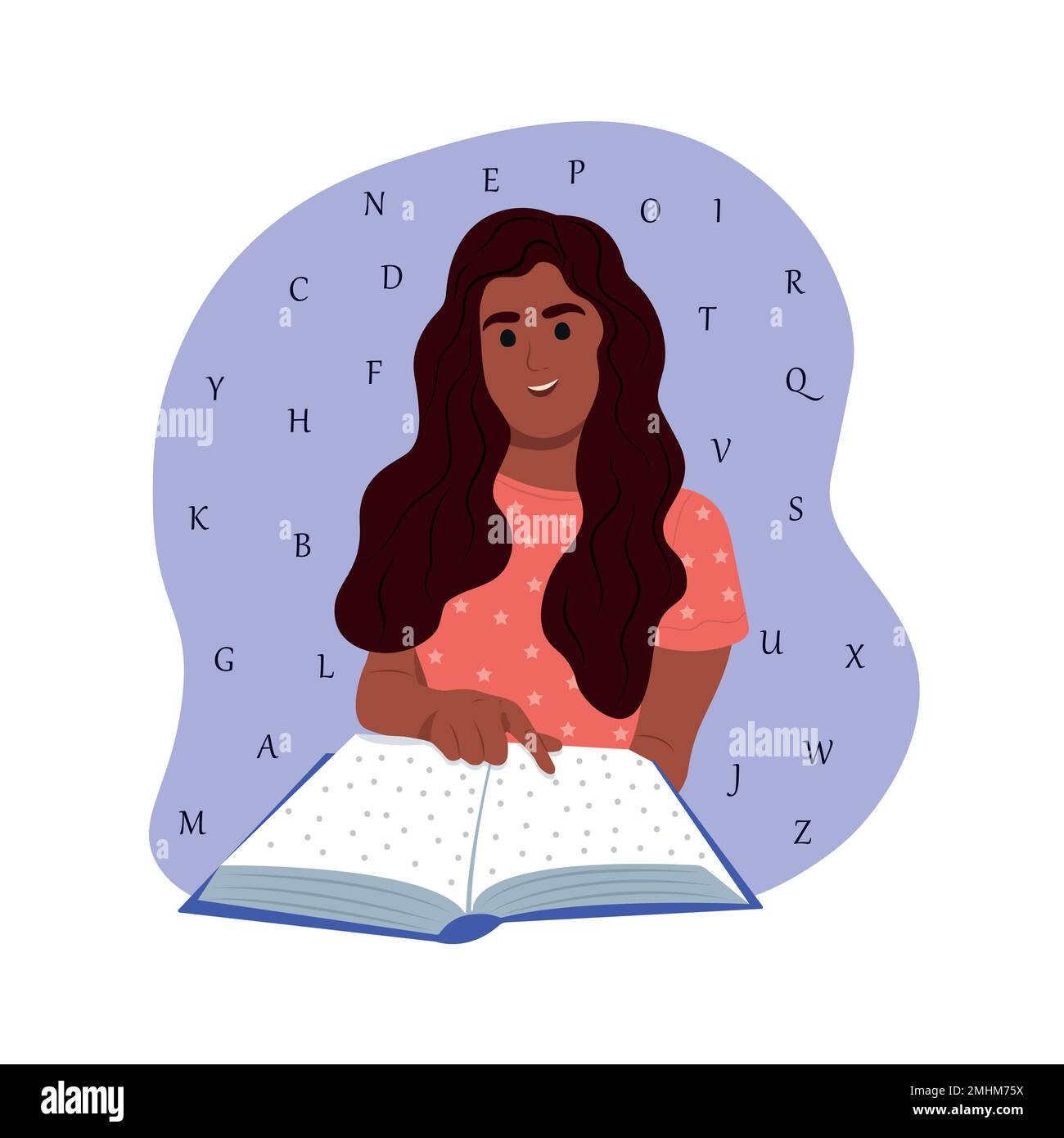 National Reading Day in America. We read together. A young smiling ...