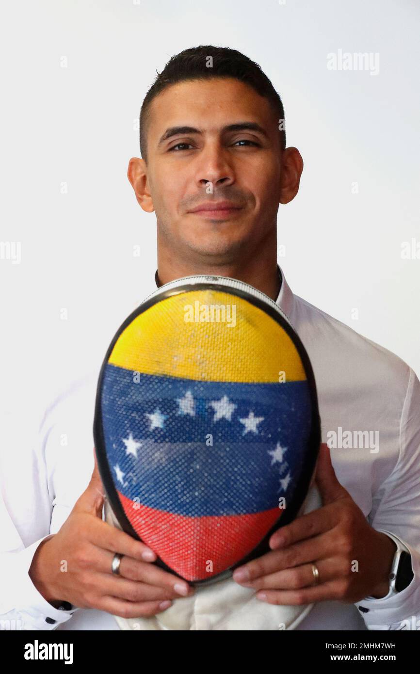 In this, Monday, Nov. 4, 2019 photo, Venezuelan fencing champion Ruben ...