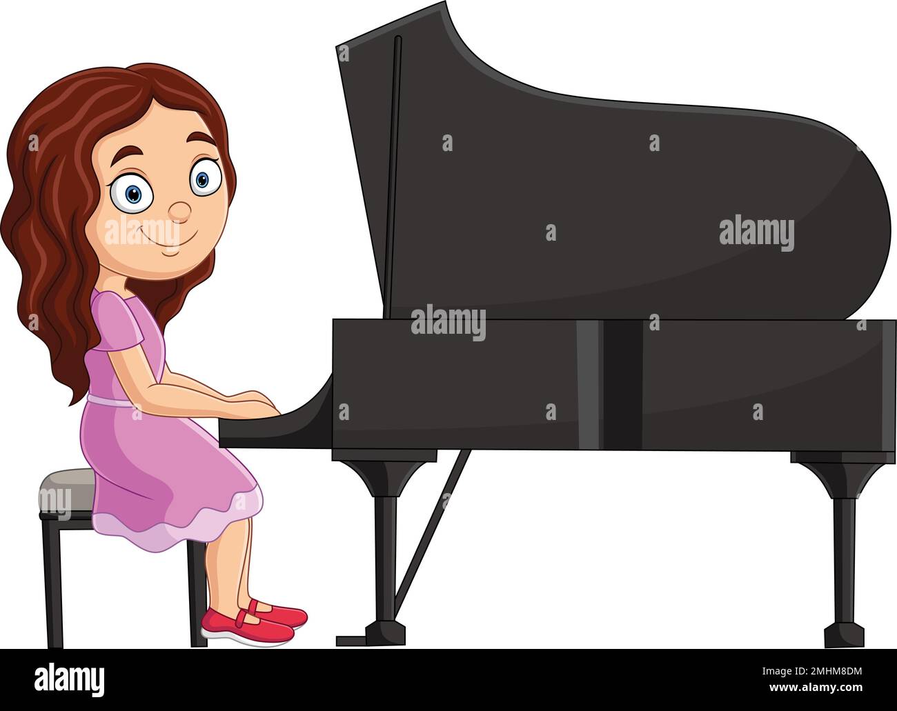 Cartoon little girl playing piano Stock Vector Image & Art - Alamy