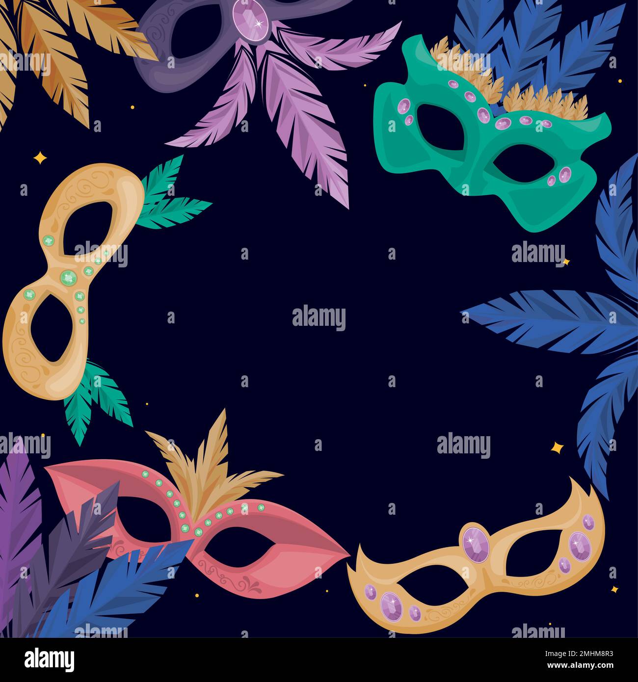 mardi gras masks border Stock Vector Image & Art - Alamy