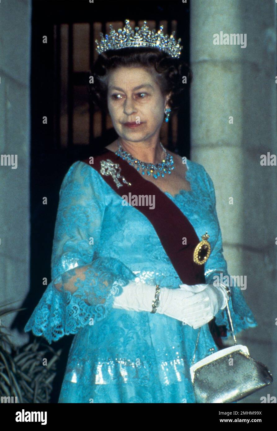 Queen Elizabeth II is pictured during a state banquet hosted by Jordan ...