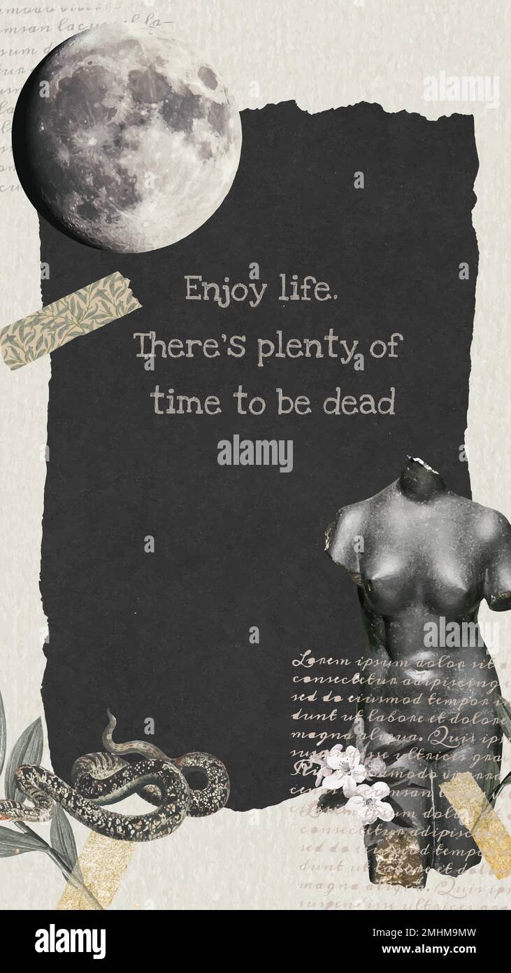 Collage template dark aesthetic vector, enjoy life quote Stock Vector ...