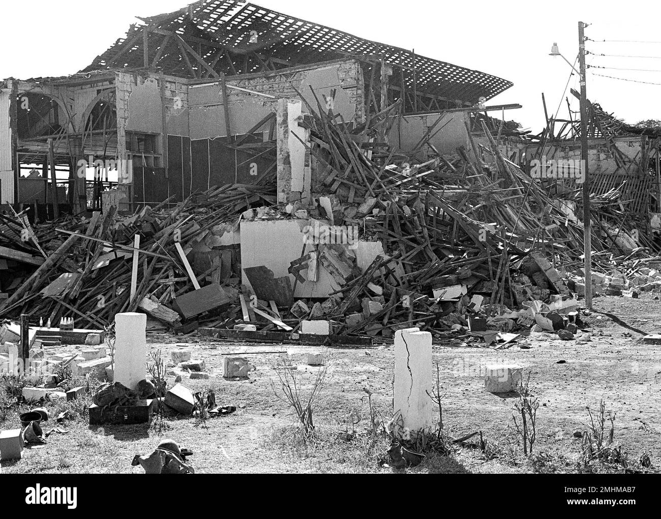 A building is in ruins following the earthquake that hit Managua ...