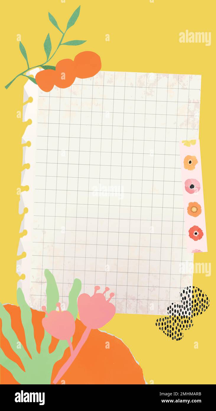 Instagram story background, paper note vector with abstract flower ...