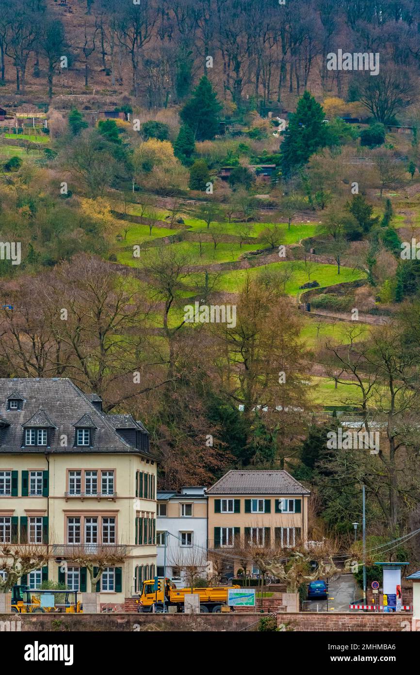 Lovely view of the famous Schlangenweg (Snake Path), a narrow walled ...
