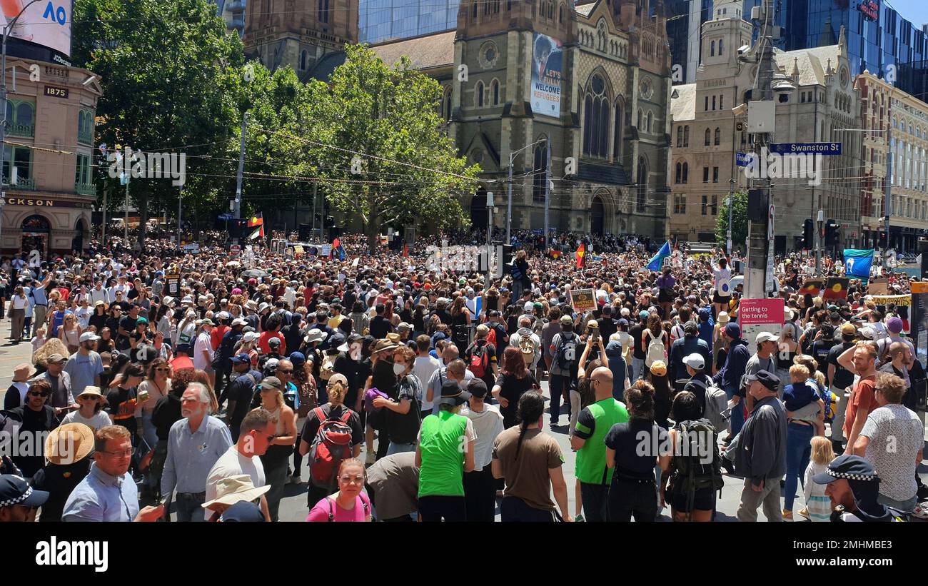 Melbourne, Victoria, Australia. 26th Jan, 2023. A large number of ...