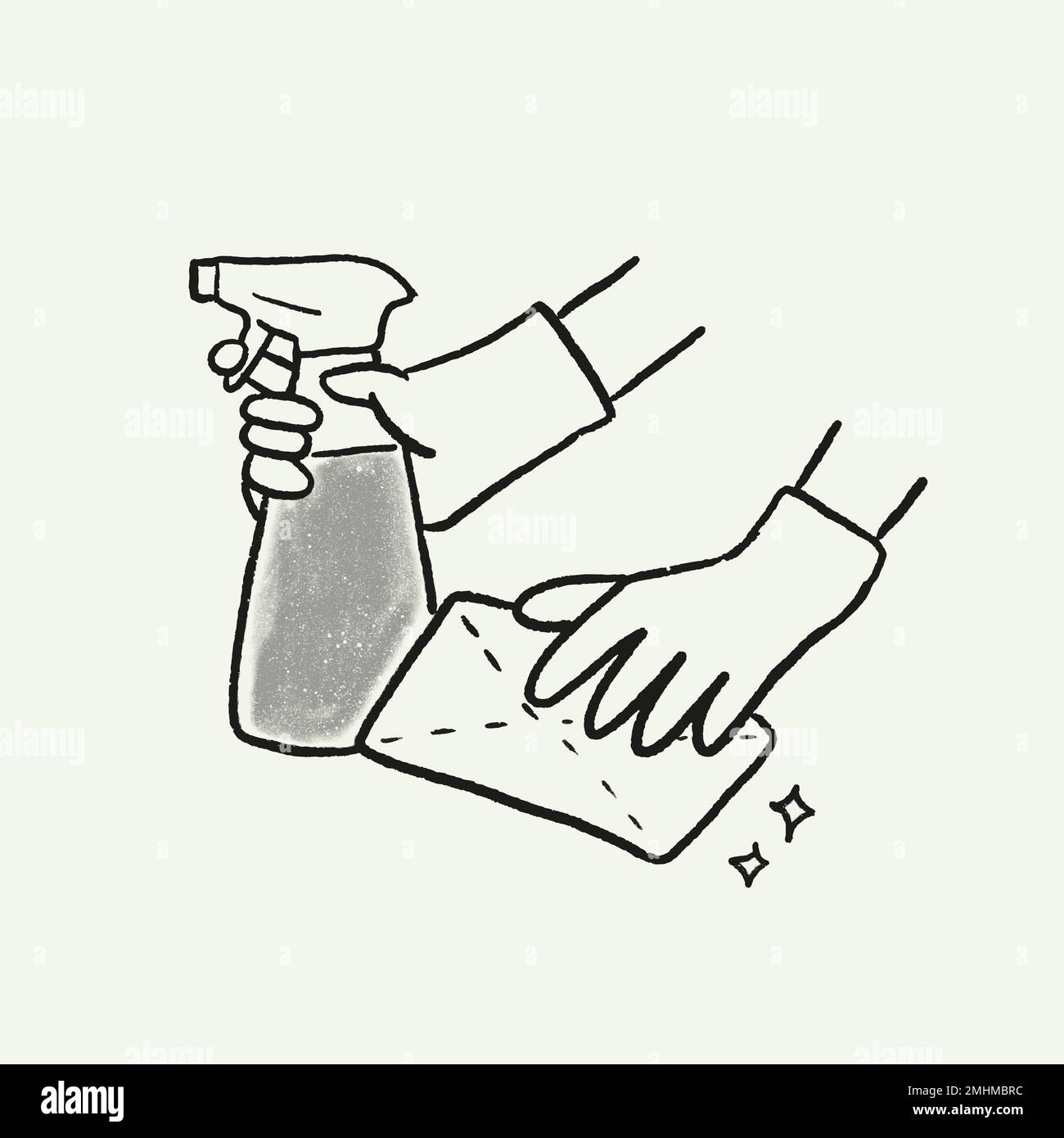 Covid disinfection, hygiene vector, hand drawn new normal sticker Stock ...