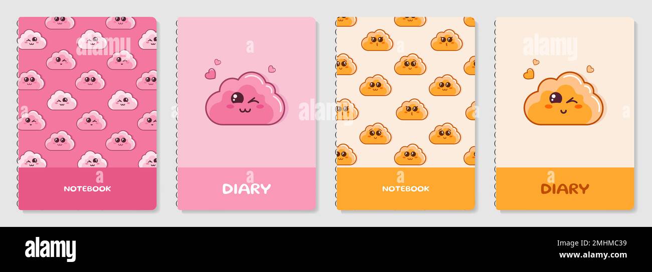 Cartoon Cover page templates. Vector clouds prints Stock Vector Image ...