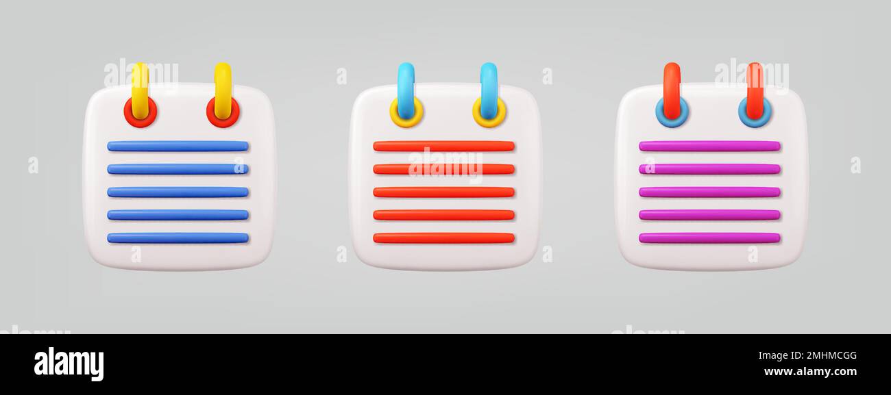 3d notepad icon set. realistic vector illustration. design elements ...