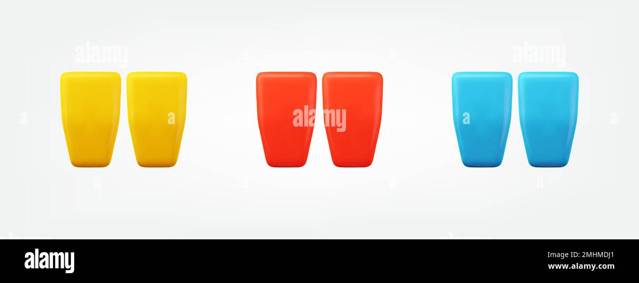 3d quotation mark symbol. realistic vector icon set. illustration ...