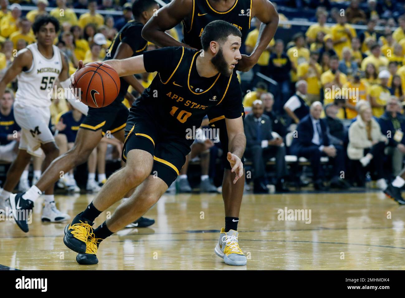 Appalachian State guard Michael Bibby (10) brings the ball up court ...