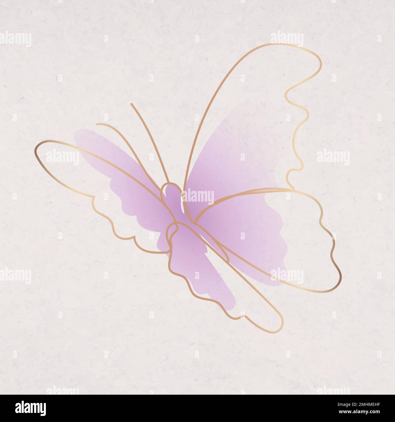 Purple butterfly sticker, aesthetic gradient vector line art design ...