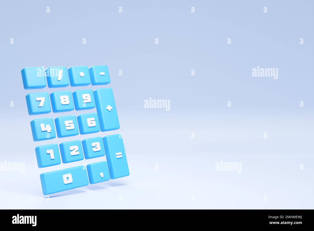 Blue phone keypad, glossy telephone buttons on monocrome background ...