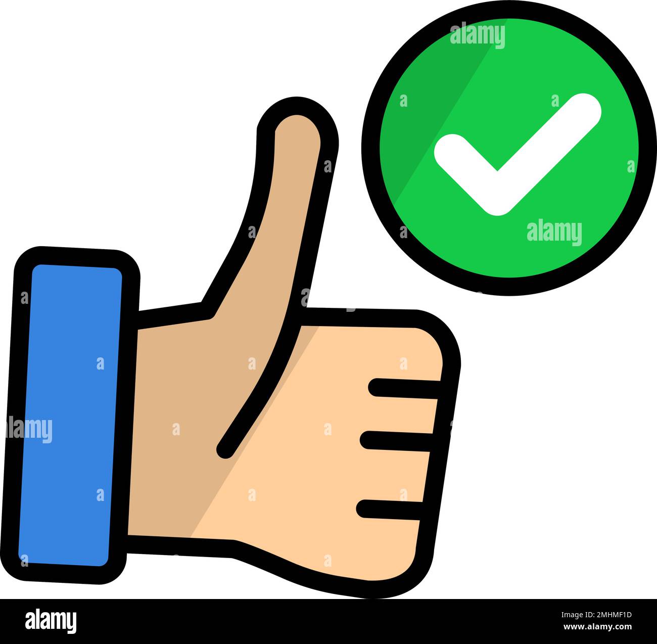 Flat design nice thumbs up sign and check mark icon. Editable vector ...