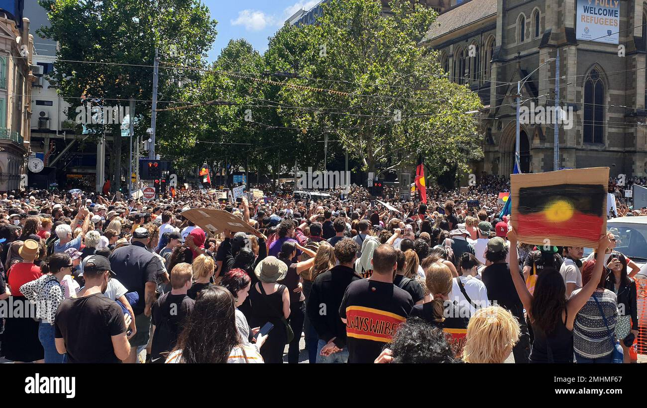 Melbourne, Victoria, Australia. 26th Jan, 2023. A large number of ...