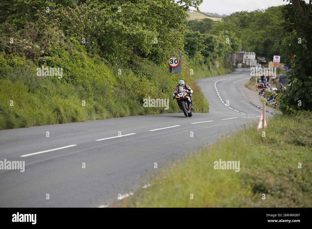 Isle of Man TT 22, Rhencullen Practice Week Stock Photo - Alamy