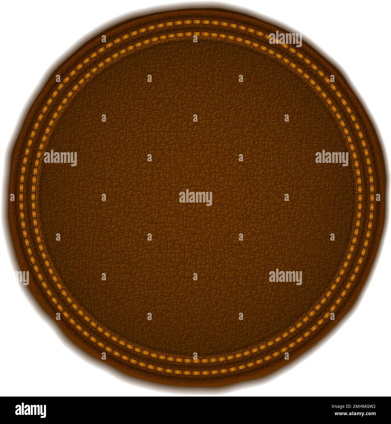 Round leather badge, vector eps10 illustration Stock Vector Image & Art ...