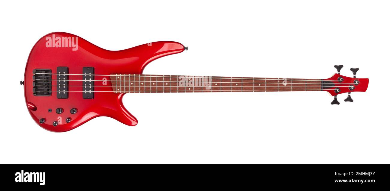 red bass guitar path isolated on white Stock Photo - Alamy