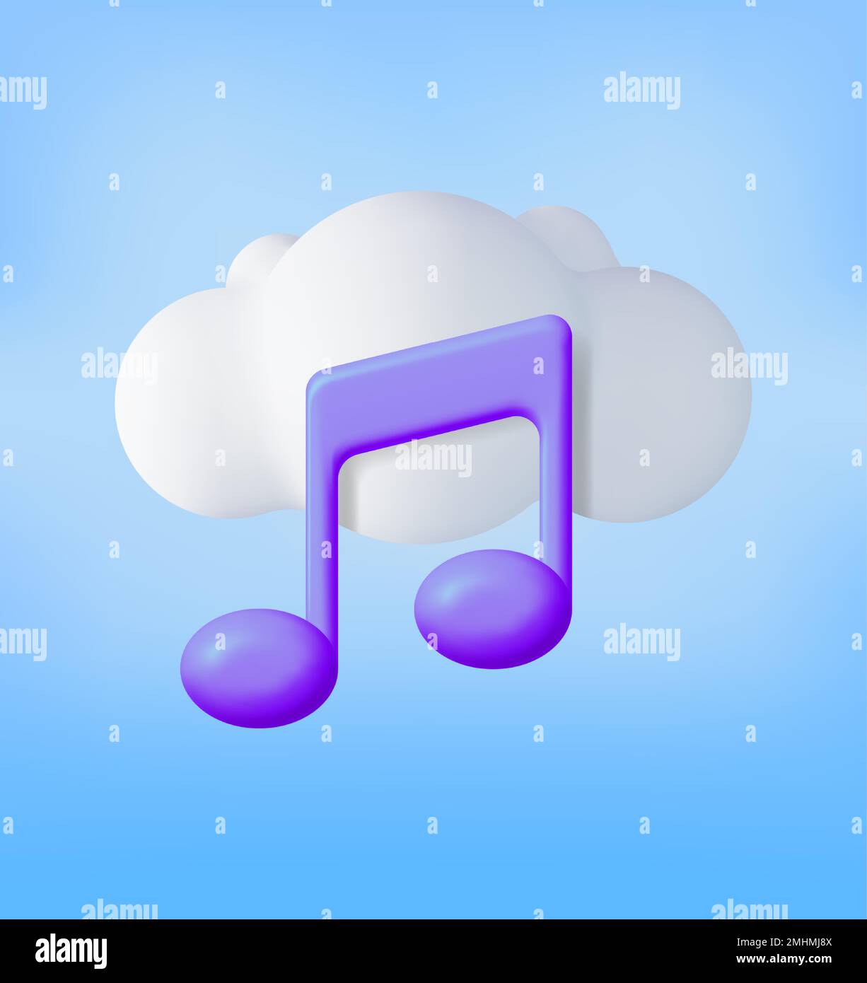 3D Music Note in Cloud. Render Streaming Music Stock Vector Image & Art ...