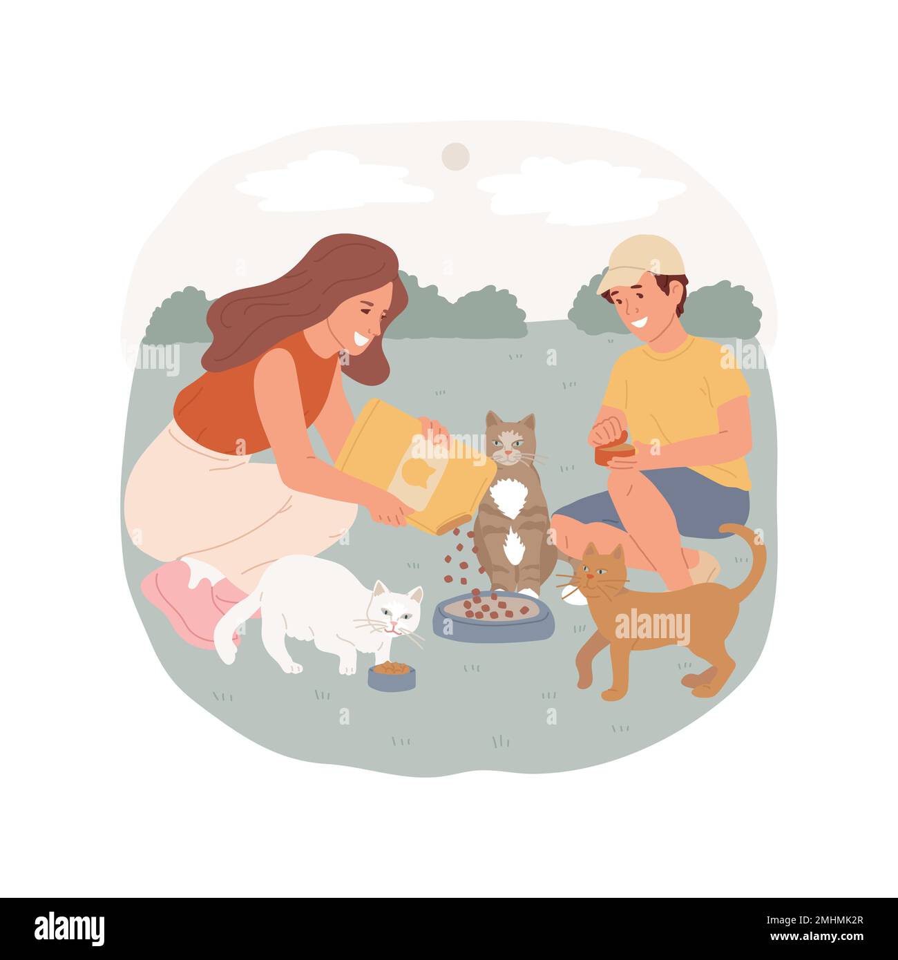 Taking care of pet isolated cartoon vector illustration. Group of ...