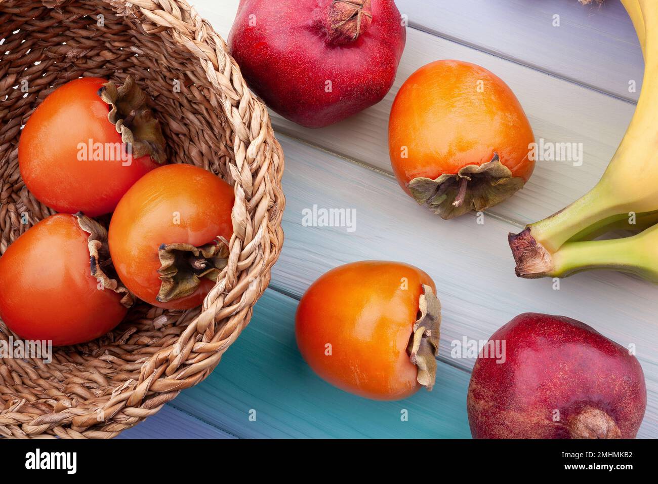 Top view two persimmons hi-res stock photography and images - Alamy