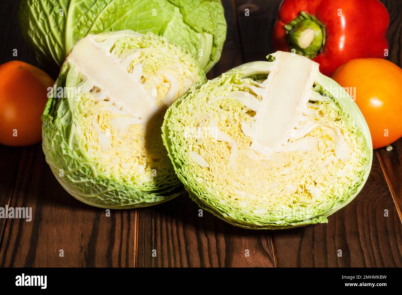 Savoy cabbage on dark hi-res stock photography and images - Alamy