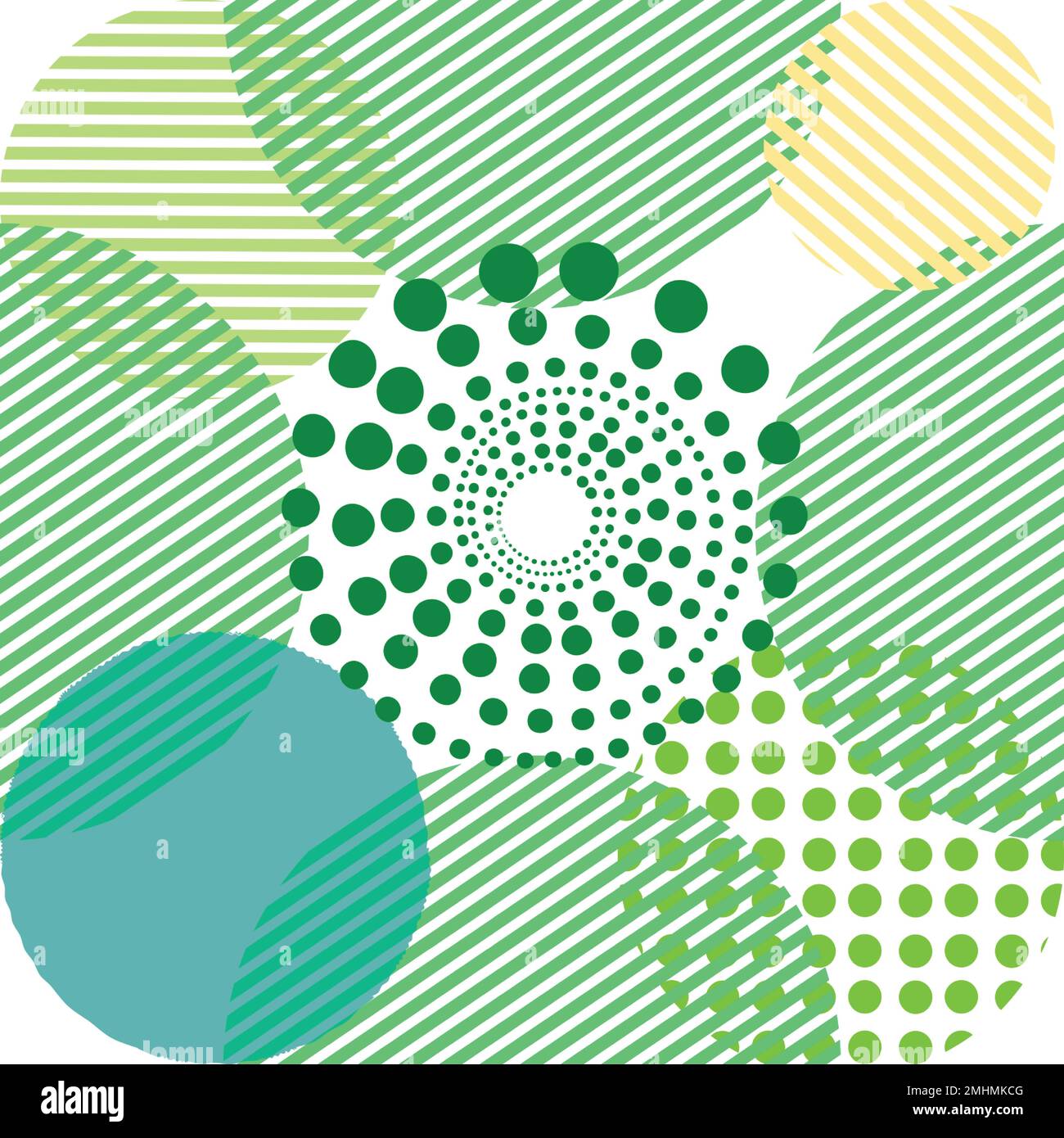 Different shaped circles green pantone seamless pattern, shiny sphere ...