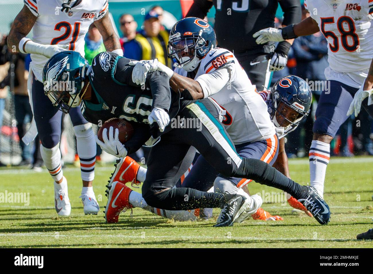 Philadelphia Eagles Running Back Miles Sanders 26 Gets Tackled By