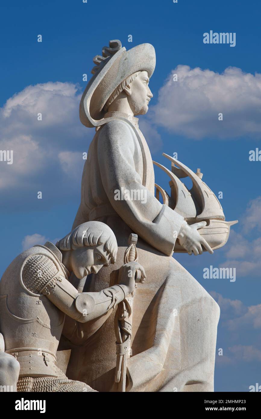 Detail of the Portuguese Discoverers statues in the Padrão dos ...