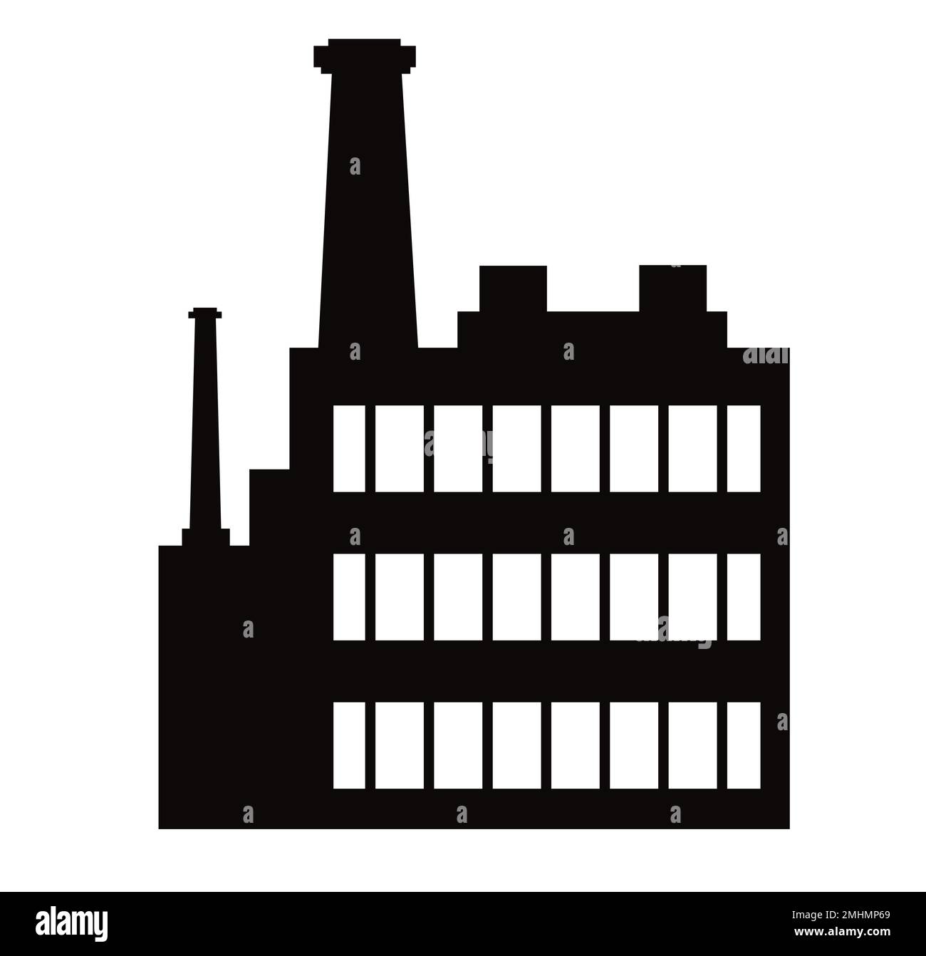 Black silhouette single factory industry building for design and ...