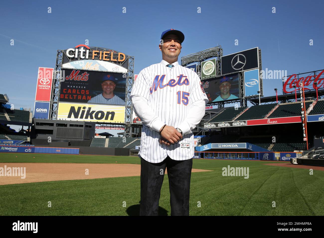 New York Mets new manager Carlos Beltran poses for a picture at Citi ...