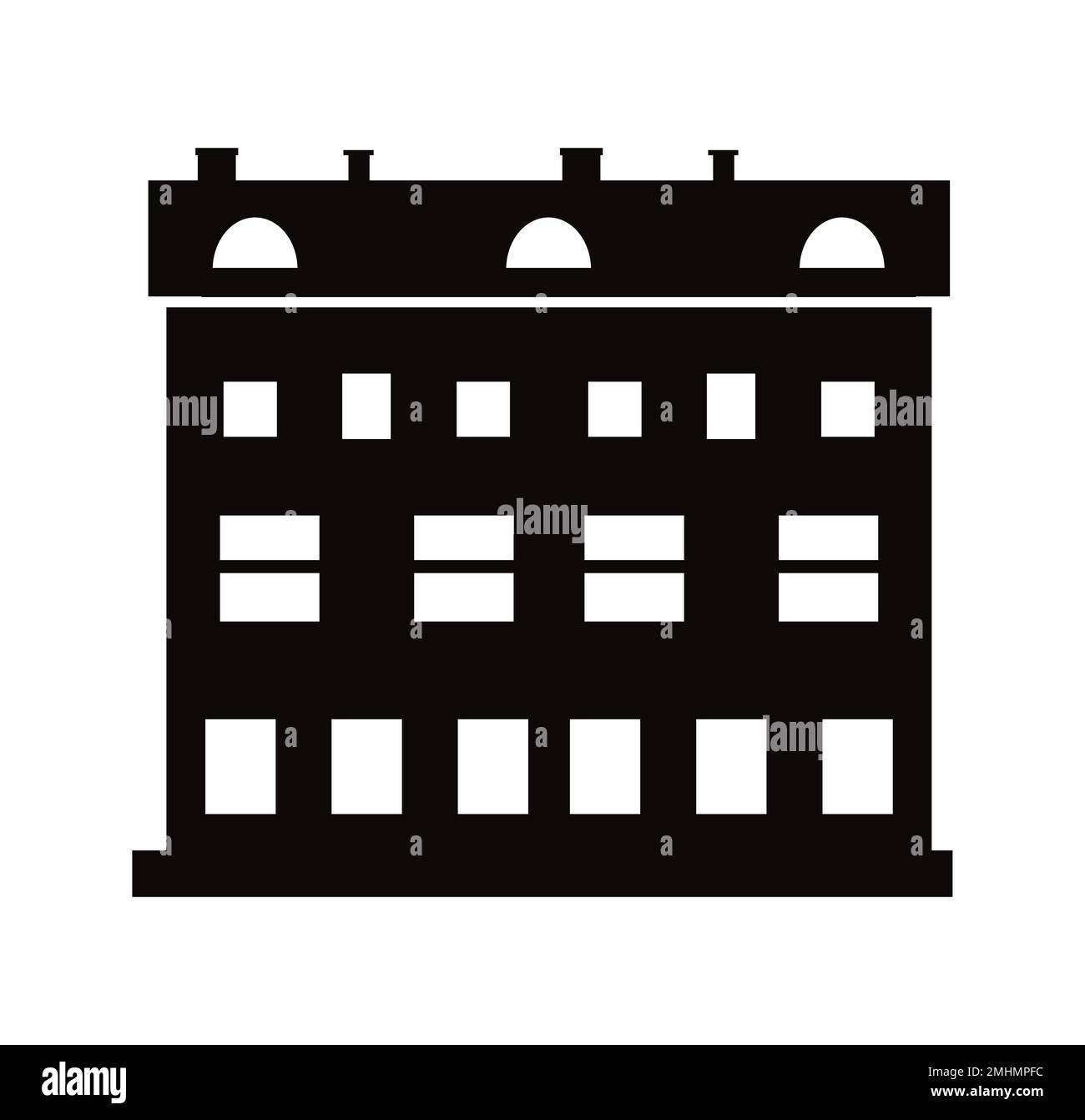 Black silhouette single construction building for design and decoration ...