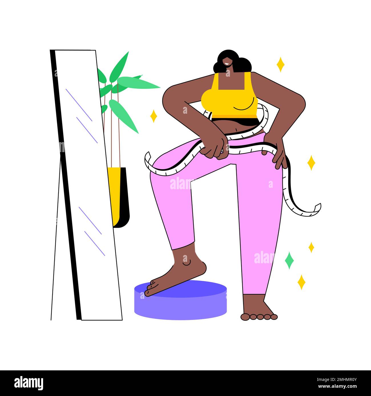 Diet results isolated cartoon vector illustrations. Smiling girl ...