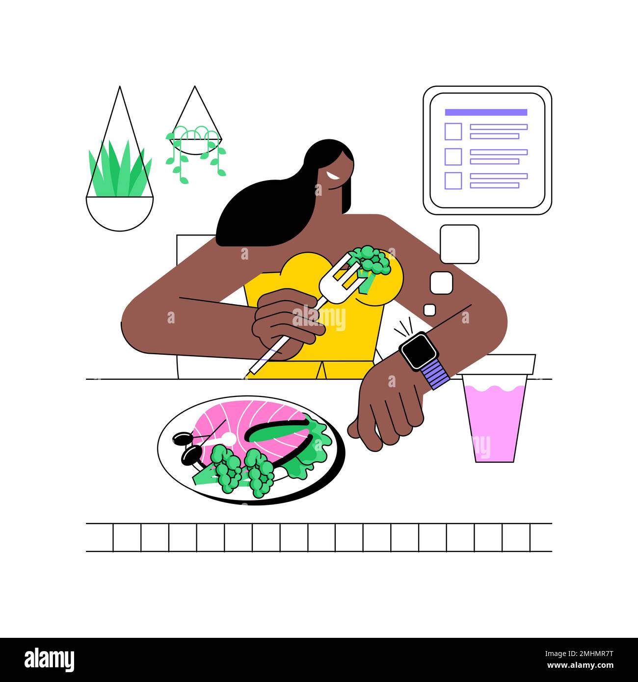 Intermittent fasting isolated cartoon vector illustrations. Woman ...