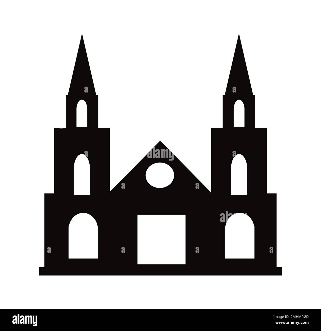 Black silhouette single church construction building for design and ...